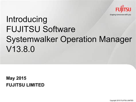 Fujitsu Systemwalker Operation Manager V13 8 Overview