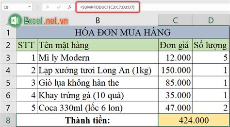 Hàm SUMPRODUCT trong Excel Cách dùng và ví dụ minh họa