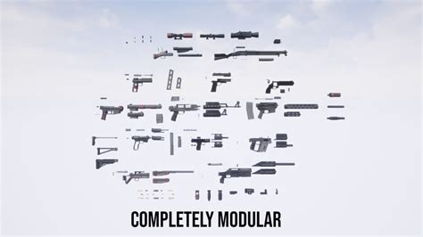low poly modular weapon system unreal assetstore