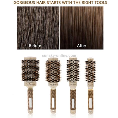 세라믹 알루미늄 헤어 빗 라운드 브러쉬 나일론 강모 전문 이발사 스타일링 헤어 브러쉬 45mm