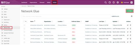 setting up network glue for an it glue organization