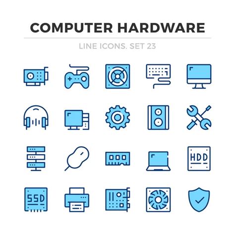 Computer Hardware Parts Line Icons Set Modern Graphic Design Concepts Stock Vector Image By