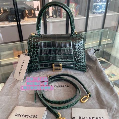 兜兜二手 Balenciaga巴黎世家 鱷魚壓紋hourglass S碼 沙漏包單肩包斜背包手提包 蝦皮購物
