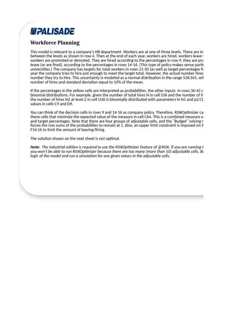 Workforce Planning With Riskoptimizer Pdf Probability Theory