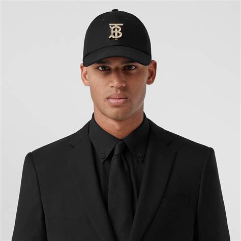Crystal Monogram Motif Cotton Baseball Cap In Black Burberry® Official