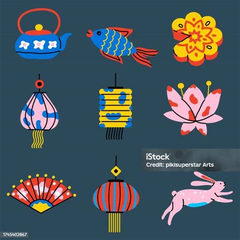 플랫 중순 가을 축제 요소 컬렉션 벡터 디자인 일러스트레이션 3차원 형태에 대한 스톡 벡터 아트 및 기타 이미지 3차원 형태