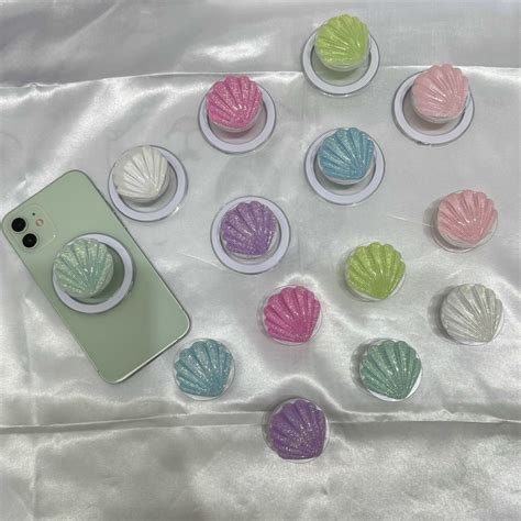 桌面支架 閃粉貝殼 手機支架 卡通 個性立體 Magsafe磁吸 懶人支架 粘貼伸縮氣囊支架 可折疊 蝦皮購物