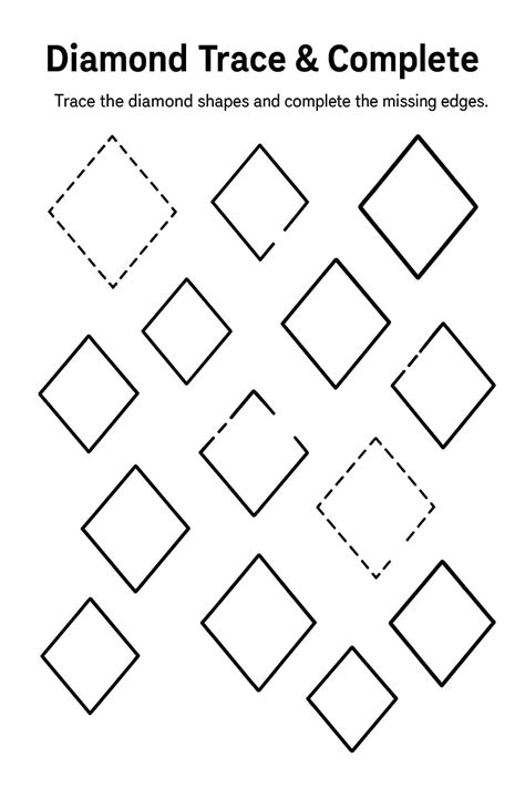 Diamond Trace And Complete Worksheet Download And Print Now
