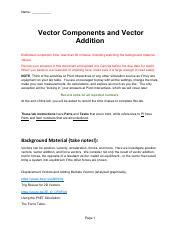 Lab Vector Components And Vector Addition Pdf Name Vector Components And Vector Addition