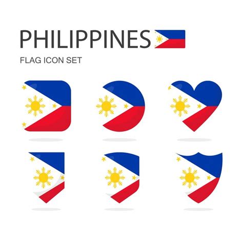 Iconos De La Bandera De Filipinas En 3d De 6 Formas Todos Aislados En