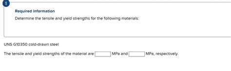 Solved Required Information Determine The Tensile And Yield Chegg
