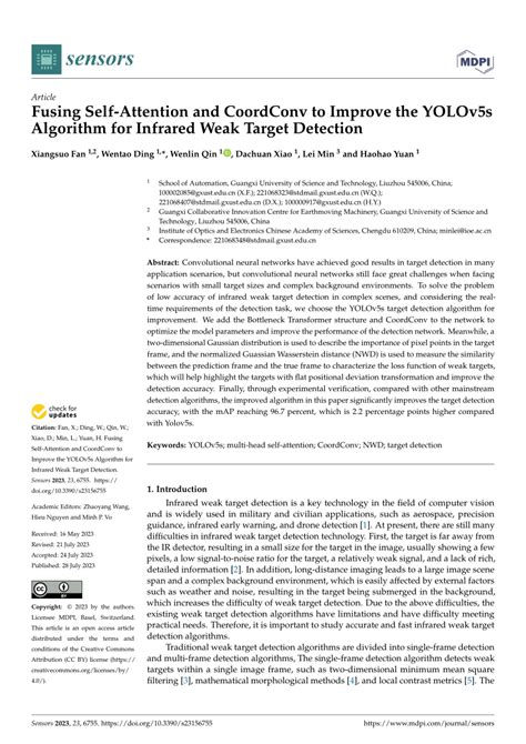 Pdf Fusing Self Attention And Coordconv To Improve The Yolov5s