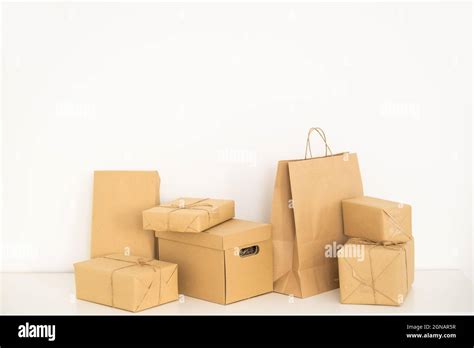 Moving In Stack Of Cardboard Boxes In The Empty Room With Copy Space Stock Photo Alamy