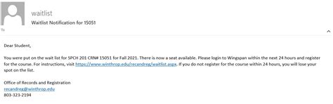 Waitlist Winthrop University