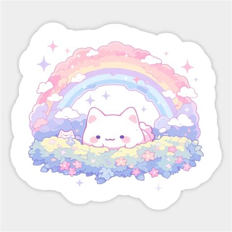 Happy Cute Kawaii Rainbow Kitty Cats Kawaii Sticker Teepublic