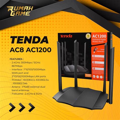 Tenda Ac8 Ac1200 Wifi Router Dual Band Gigabit Wireless Router Replacement Tent Ac6 Shopee
