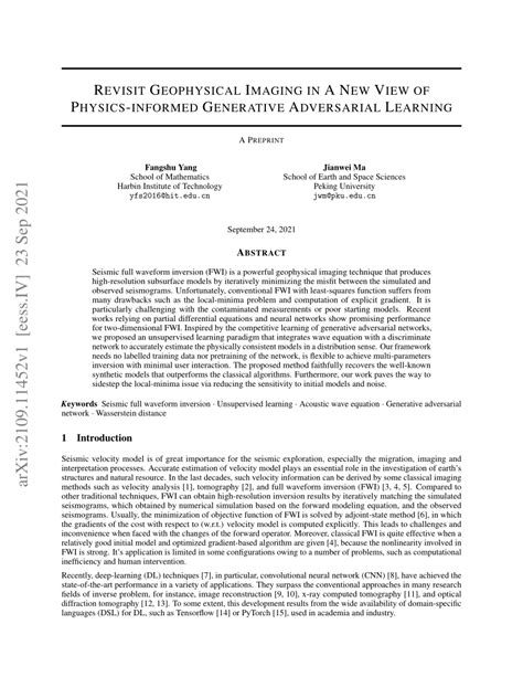 Pdf Revisit Geophysical Imaging In A New View Of Physics Informed