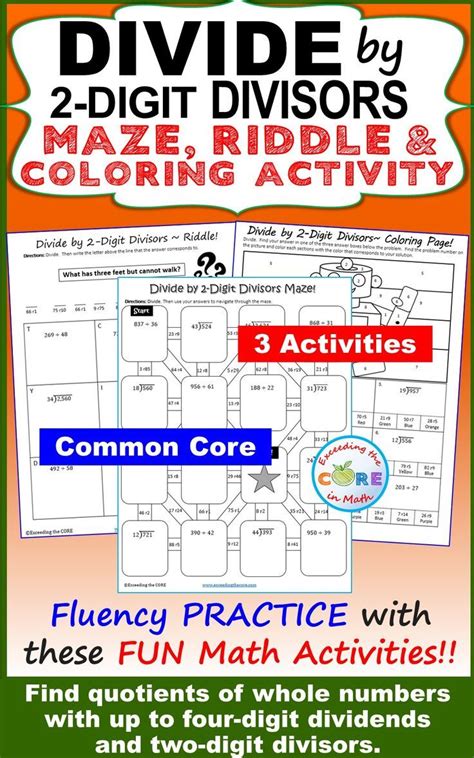 Divide By 2 Digit Divisors Maze Riddle Coloring Page Fun Math