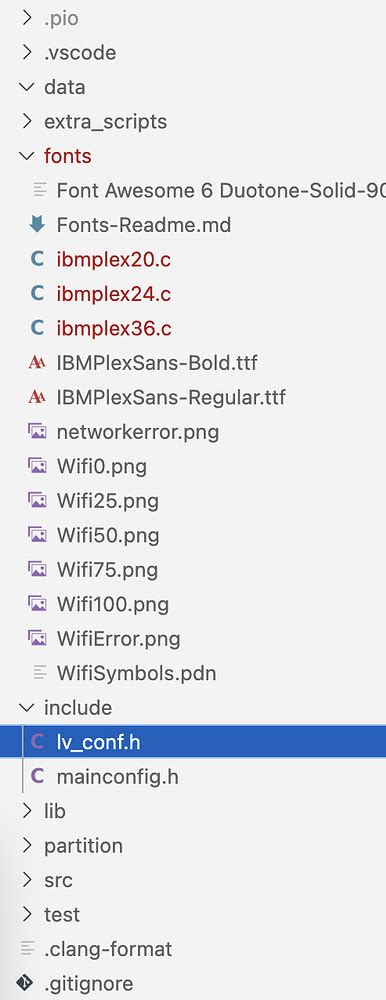 Include External Fonts For The LVGL Library Libraries PlatformIO