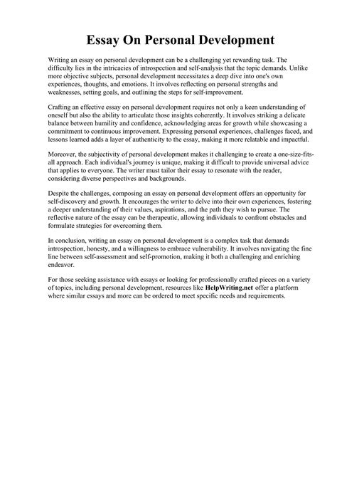 Essay On Personal Development Essay On A Personal Development Plan