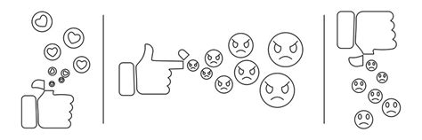 Happy And Sad Emoji Faces Line Art Icon For Apps Vector Image