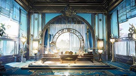 绘梦工坊丨ai室内古风背景《行宫御苑》上 花瓣网