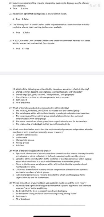 Solved 22 Inductive Criminal Profiling Refers To