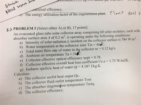Solved An Evacuated Glass Tube Solar Collector Array
