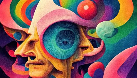 Psychedelic Trippy Lsd Or Magic Mushrooms Hallucinations Hippie Concept