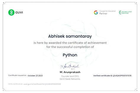 Abhisek Samantaray On Linkedin Guvi Goggle Python