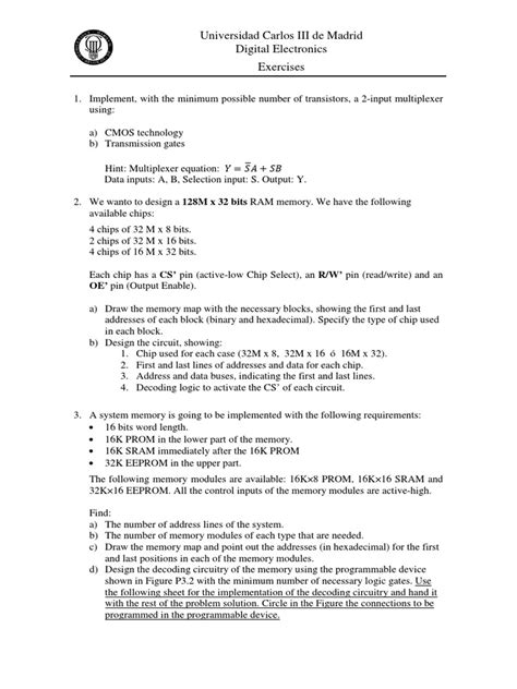 Exercises 4 Pdf Download Free Pdf Electronic Circuits Digital