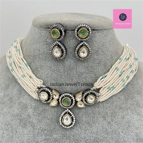Victorian Dual Tone Uncut Polki Kundan Necklacesabyasachi Necklace