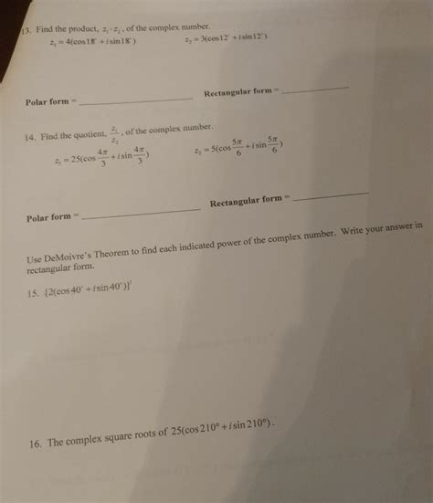 Solved 3 Find The Product Zi·z2 Of The Complex Number