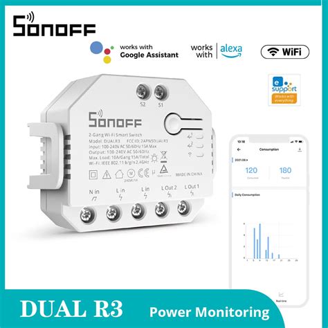 Sonoff Dualr Dual Relay Module Diy Mini Smart Switch Power Metering