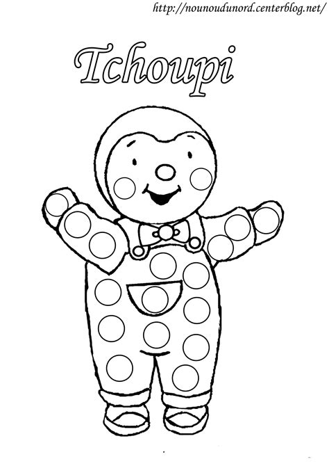 Coloriage à gommettes tchoupi dessiné par nounoudunord