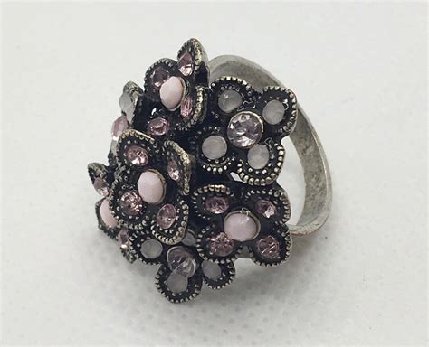 Vintage Style Silver Toned Pastel Pink Costume Ring Etsy