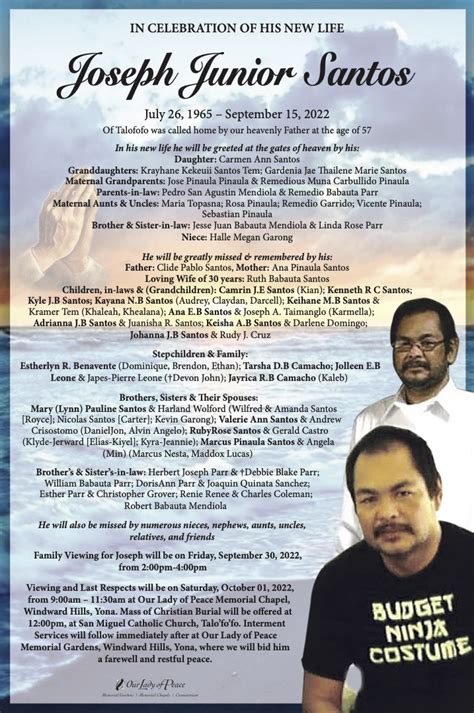 Joseph Santos Obituary 1965 2022 Barrigada Guam Pacific Daily News
