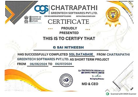 Internship Sql Chatralathi Internship Sai Nitheesh Naidu G