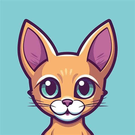 Un Gato De Dibujos Animados Con Grandes Ojos Azules Vector Premium