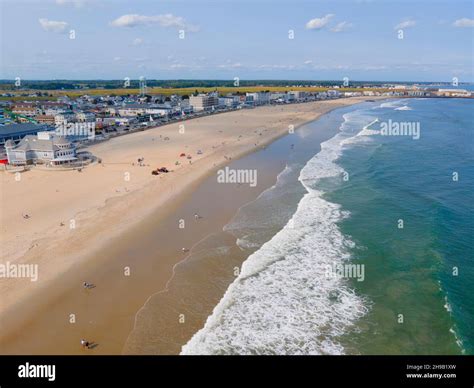 Hampton Beach Aerial View Including Historic Waterfront Buildings On
