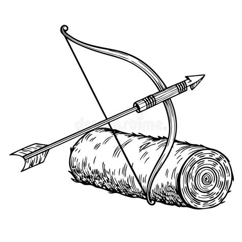 Illustration Of Bow And Arrow On Target Archery Practice Precision Traditional Weaponry Ai