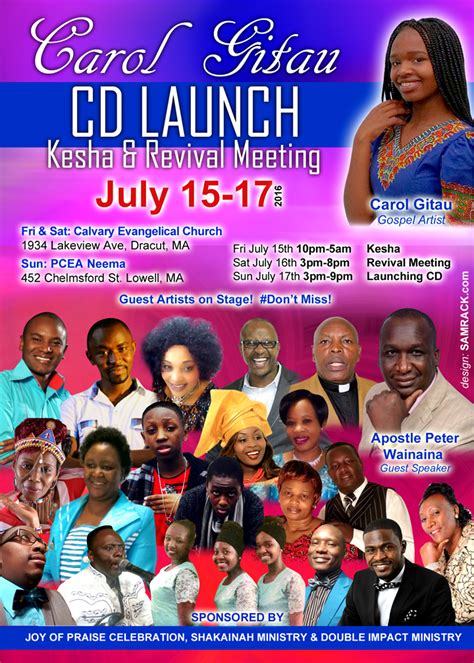Carol Gitau Cd Launch July 17th 2016 Neema Church Lowell Ma Samrack