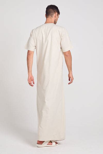 Mens Natural Short Sleeve Emirati Thobe In Slim And Standard Fit Abayabuth