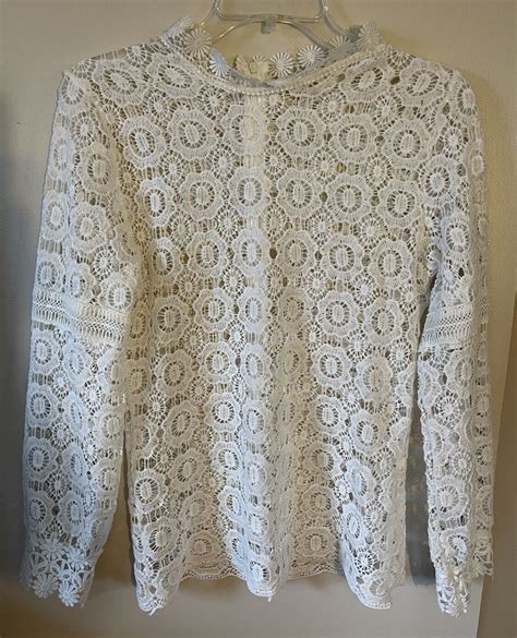Fashion And Best Womens White Lace Overlay Top Medium Gem