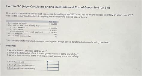 Solved Exercise 3 5 Algo ﻿calculating Ending Inventories