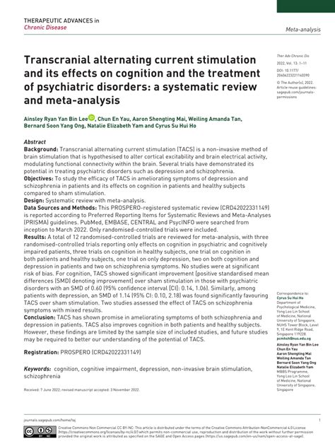 Pdf Transcranial Alternating Current Stimulation And Its Effects On Cognition And The