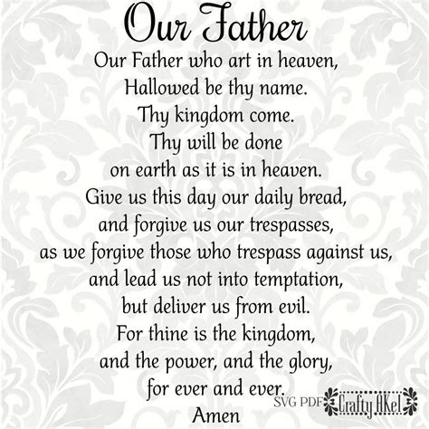 Our Father The Lords Prayer Svg Pdf Digital File Vector Graphic