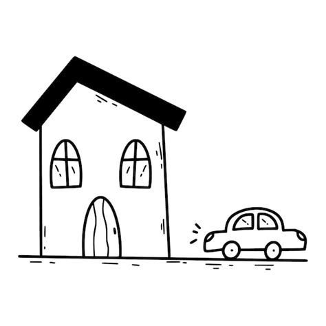 Leuke Doodle Huis Schets Illustratie Met De Hand Tekenen Met