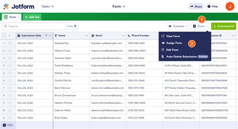 How To View Assign And Edit Forms From Jotform Tables
