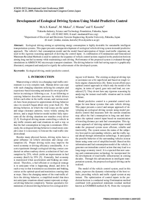 Pdf Development Of Ecological Driving System Using Model Predictive Control Md Abdus Samad